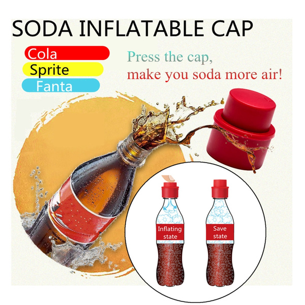 New Creative 1PC Soda Inflatable Cap beverage Cap Press Inflatable Leak ...