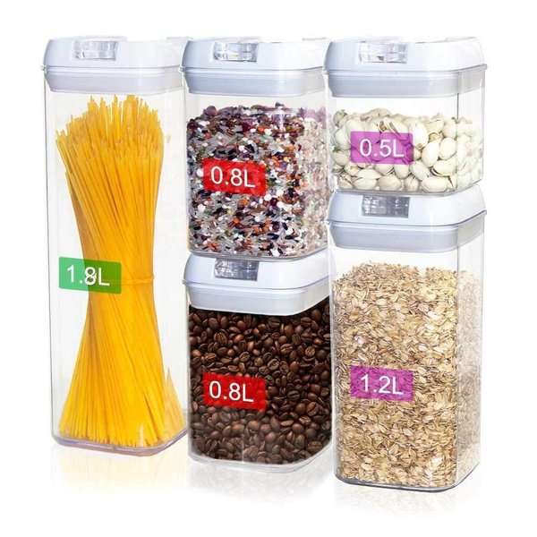 5 PCS Food Storage Containers with Lids, TCEBUY Airtight Food ...