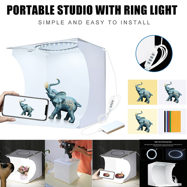 Portable Photostudio Box Set with LED Ring Light Small Photo Props ...
