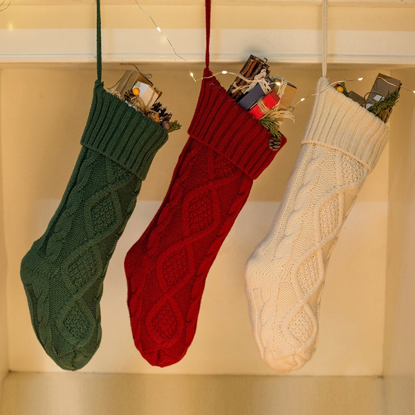 Rustic Knit Christmas Stockings Personalized Rustic Xmas Hanging Socks ...
