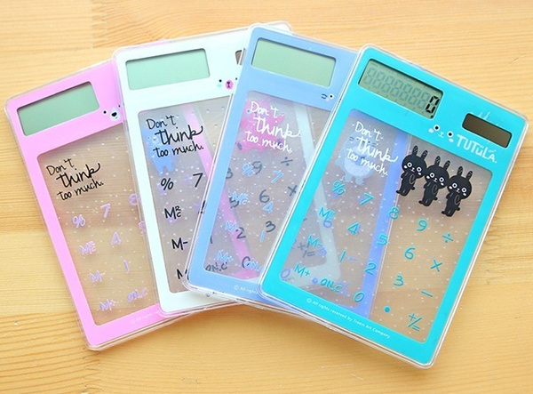 Creative Ultra Thin Transparent Solar Calculator Cute Student ...