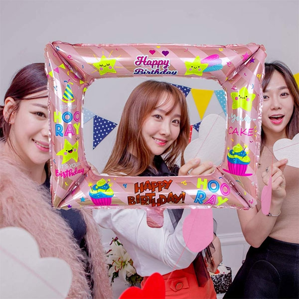 2pcs Foil Inflatable Selfie Frame Birthday Photo Booth Props Blow Up ...
