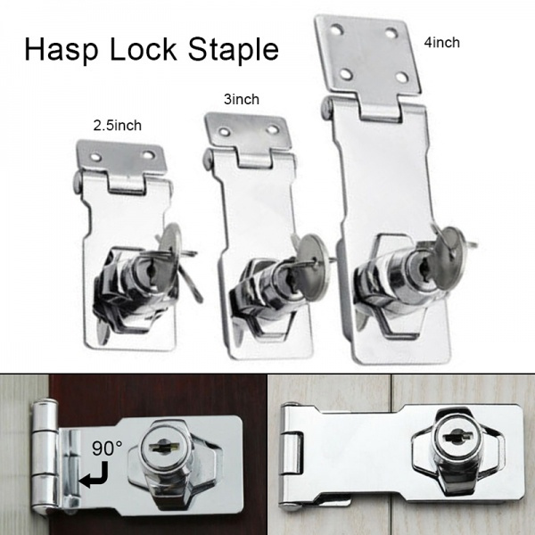 Stainless Steel Hasp Lock Staple Key Hardware Cupboard Shed Door Garage ...