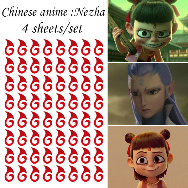 Nezha New Tattoo Stickers Forehead Eyebrows Facial Stickers Nail ...