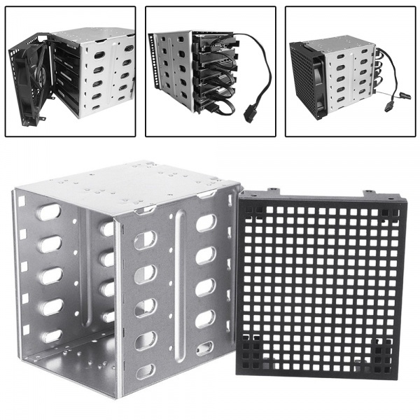 New 3.5inch SATA SAS HDD 5.25inch Cage Rack Hard Driver Tray Caddy Bay ...