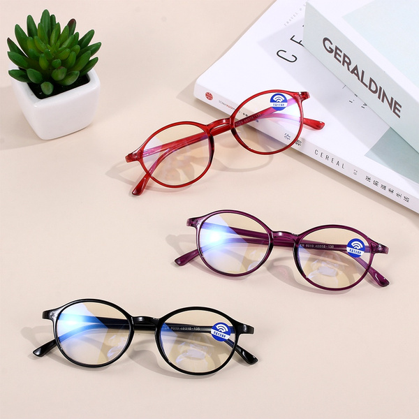Ultralight Round Frame Flat Mirror TR90 Vision Care Eyewear Computer ...