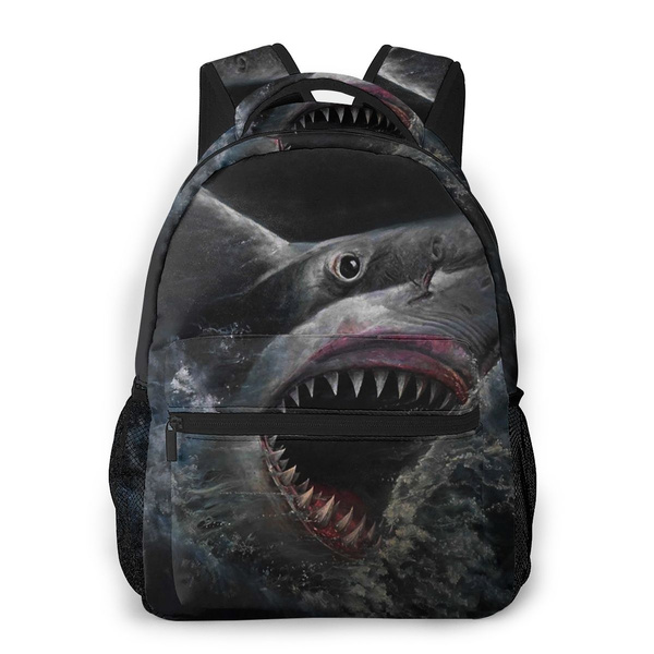 Shark Casual Backpack with Pocket for Men and Women, Compact Bookbag ...