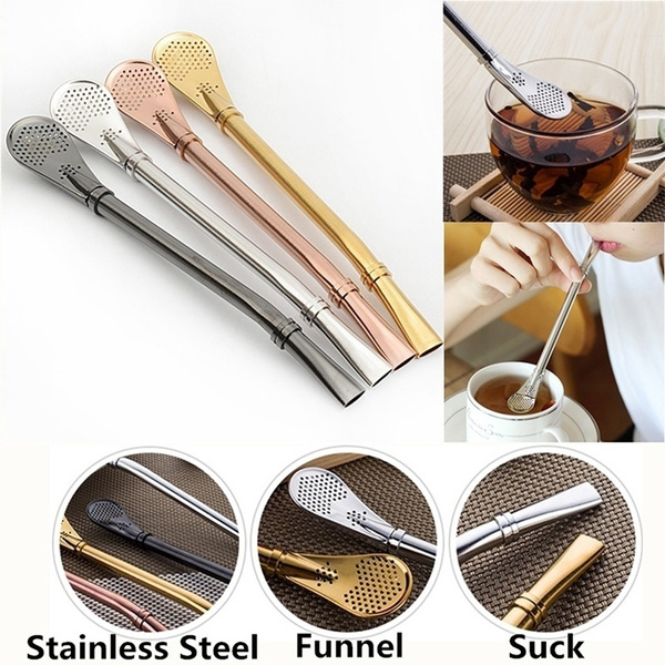 Fashion Stainless Steel Metal Drinking Straw Reusable Straws Filter ...