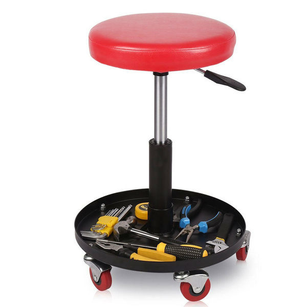Adjustable Mechanics Rolling Creeper Seat Stool Pneumatic Chair Tray ...