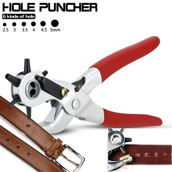 9'' Revolving Leather Punch Plier 6 Sizes Round Hole Perforator Tool ...