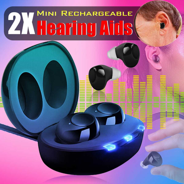 1 Pair USB Rechargeable Mini In Ear Portable Invisible Hearing Aids ...