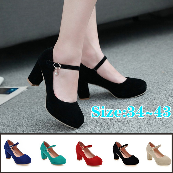 Plus Size 34-43 Fashion Women Shoes Mary Jane Ladies High Heels Party ...