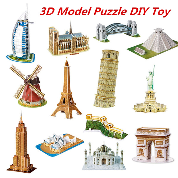 3D Three-dimensional Puzzle Word Famous Buildings Architecture Puzzle ...