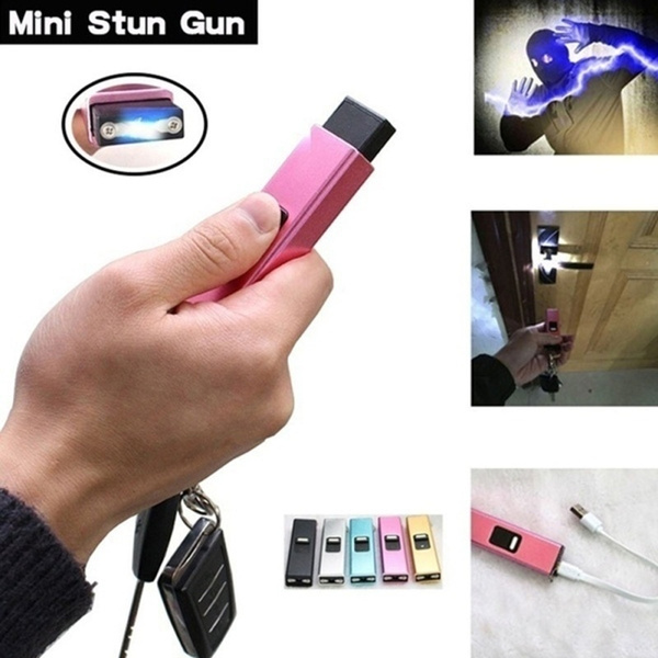 Mini Self Defense Stun Gun Electric Shock LED Flashlight Stun Women ...