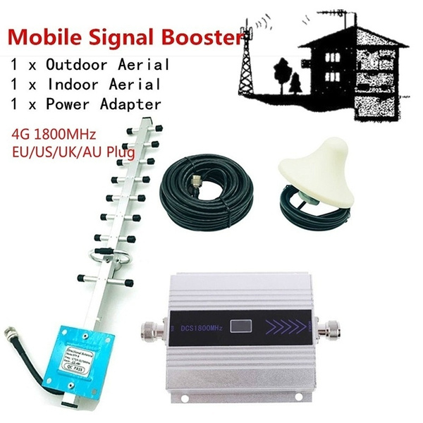 4G 1800MHz LTE DCS Mobile Signal Booster GSM Repeater LTE Amplifier + Yagi Mobile Cellphone ...