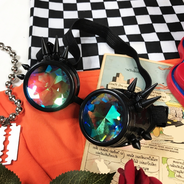 Retro Geometric Prism Kaleidoscope Goggles Welding Rivet Punk Gothic ...