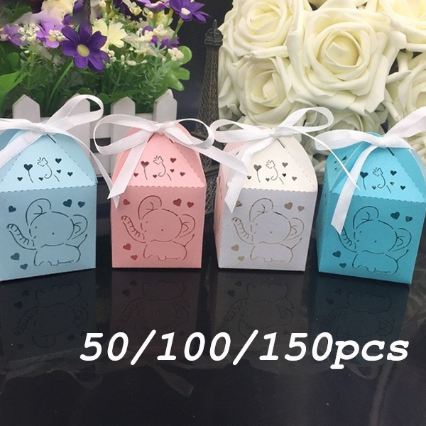 50/100/150Pcs Cute Gift Boxes Candy box Birthday Party Supplies Laser ...