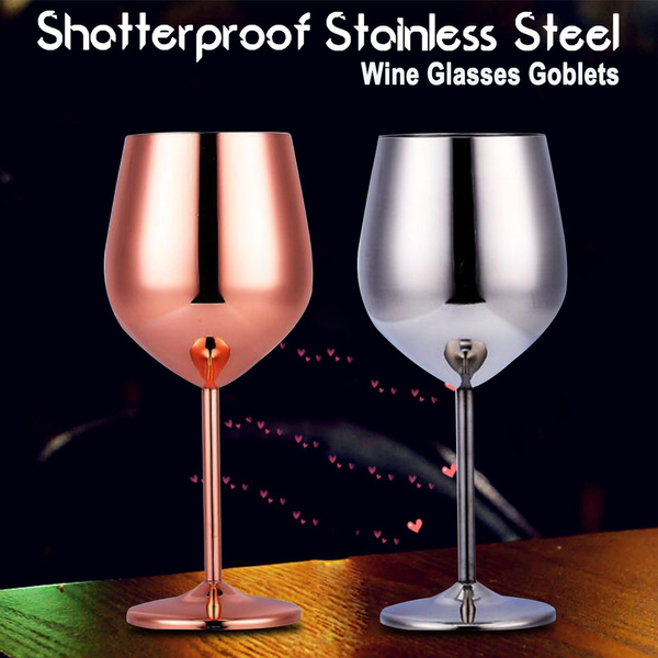 4PCS 500ml Stainless Steel Red Wine Glass Silver Rose Gold Goblets ...