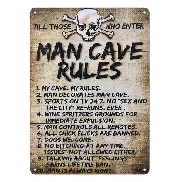 Man Cave Rules Metal Wall Art Decor Tin Sign Iron Tin Metal Metal ...