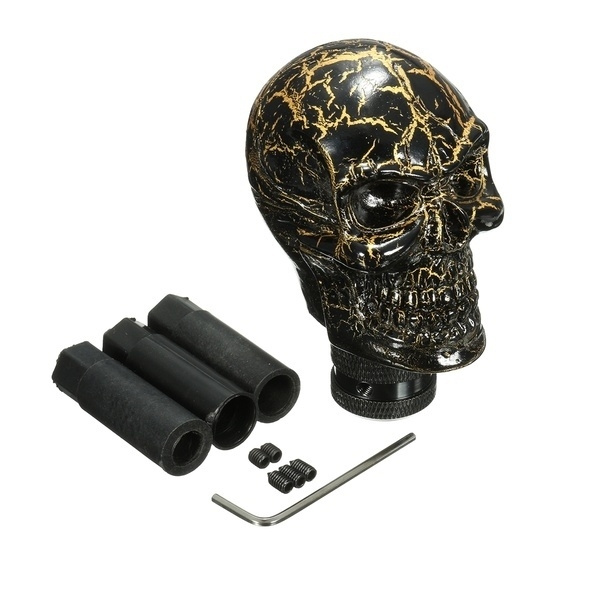 Black Gold Skull Cool Design Head Gear Shift Knob Universal Car Truck ...