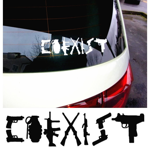 Coexist Gun Rifle Weapon Vinyl Decal Sticker for Vehicle Car Truck ...