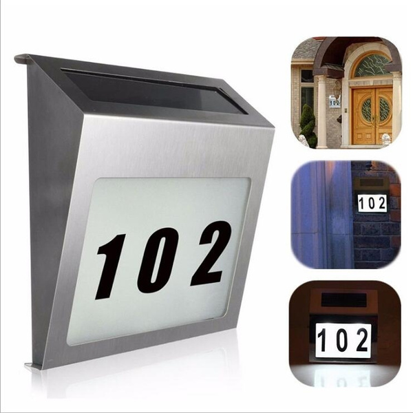 Solar Number Wall Lamp Address Waterproof Led Light Lamp Road Signs ...