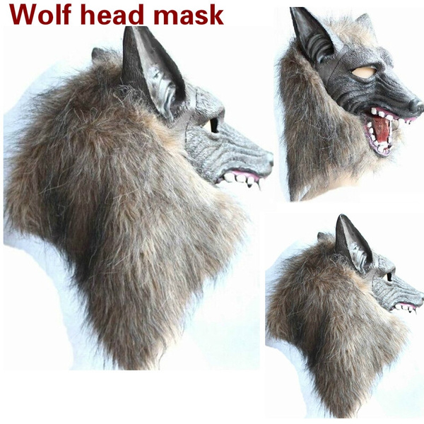 2019 Halloween Horror Devil Costume Prom Props Full Head Wolf Head Mask ...