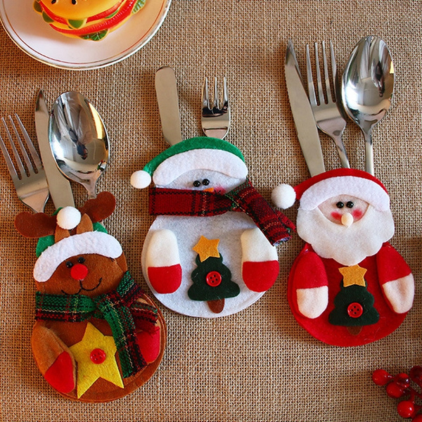 Christmas Knife Fork Bag Knife Fork Cover Christmas Decorations ...