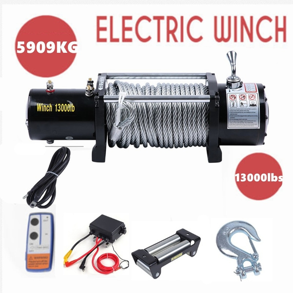 5909kg 12V 13000lbs Electrical Winch Wire Rope With Remote Control Cars ...