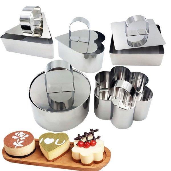 5pcs/set Stainless Steel Round Cake Ring Dessert Mousse Pastry Mold ...