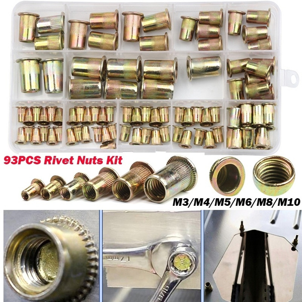 93X M3/M4/M5/M6/M8/M10 Rivet Nuts Zinc Plated Kit | Wish