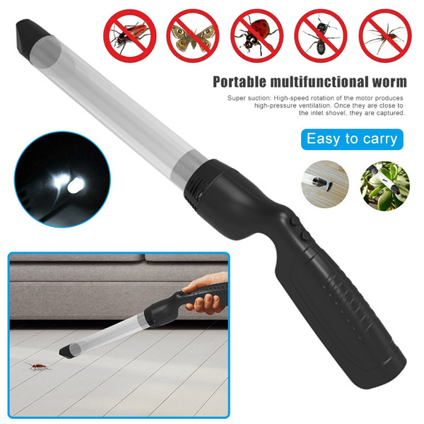 Portable Insect Sucker Vacuum LED Fly Bugs Buster Spiders Suction Trap ...