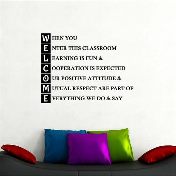 Welcome Classroom Wall Decal Study Inspirational Quote Vinyl Sticker ...