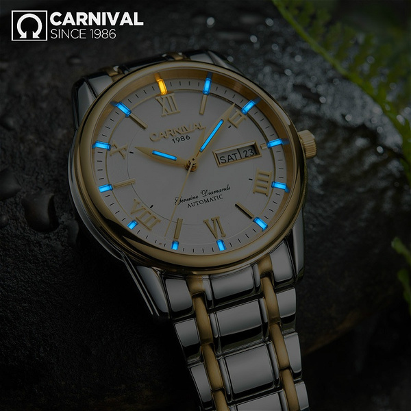 CARNIVAL Men Automatic Watches Tritium T25 Luminous Double Calendar ...