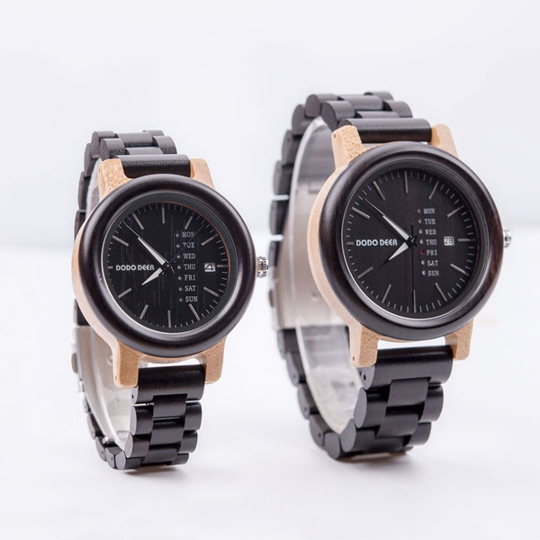 DODO DEER Couple Wood Watch Multifunction Calendar Luminous Watch Gift ...