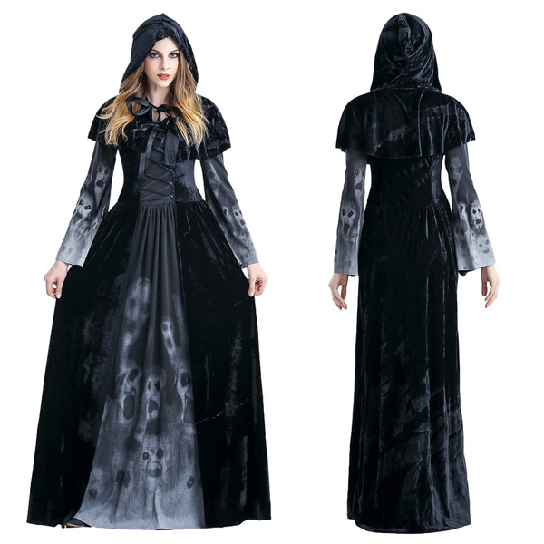 2019 Halloween Adult Witch Devil Costume Cosplay Terrorist Maxi Dress ...