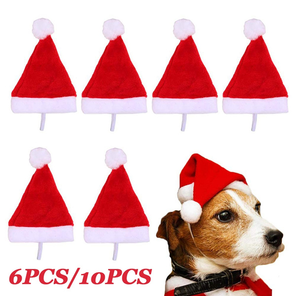 6/10PCS Dog Santa Hat Cute Birthday Party Cone Hat Christmas Pet ...
