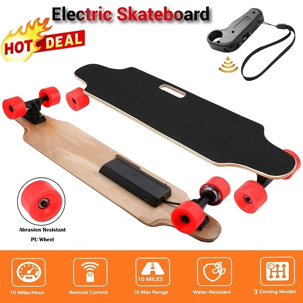 12MPH Top Speed Electric Skateboard Longboard,250W Dual Motor，7 Layers ...