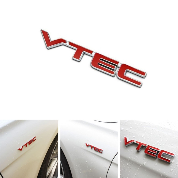 1pcs Red Metal VTEC Logo Car Letter Sticker Auto Fender Decal Chrome ...