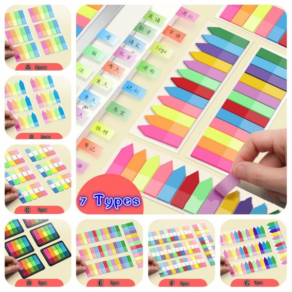 7 Types Fluorescent Color Sticky Note Colorful Sheet Labels ...