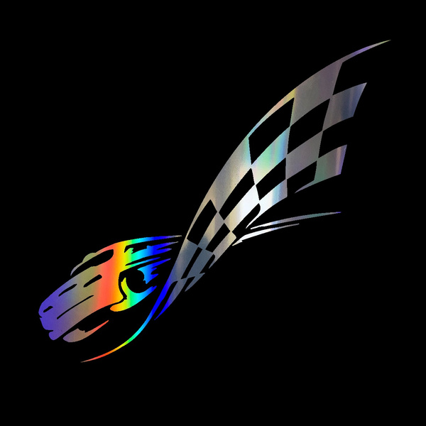 20CM Checkered Flag Symbol Racing Race Car Flag Laser Colorful Silver ...