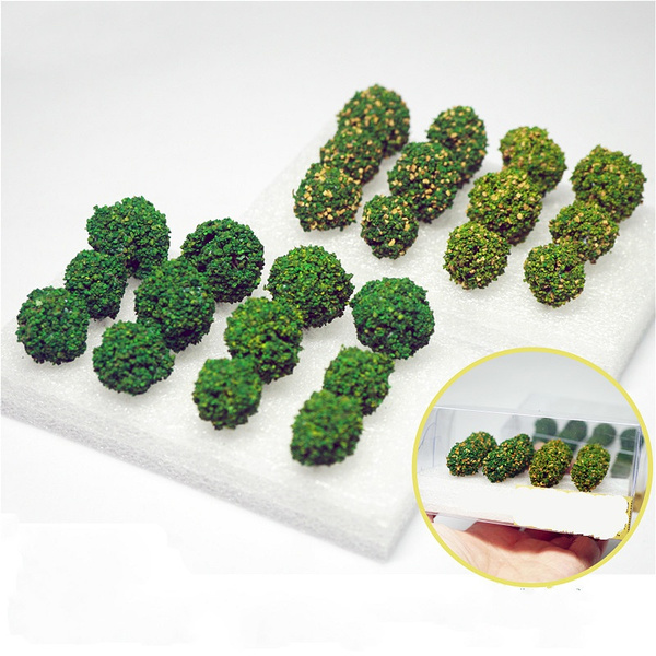 12PCS Mini Size Mix Bush Tree Miniature Model Scenario Train Sand Table ...