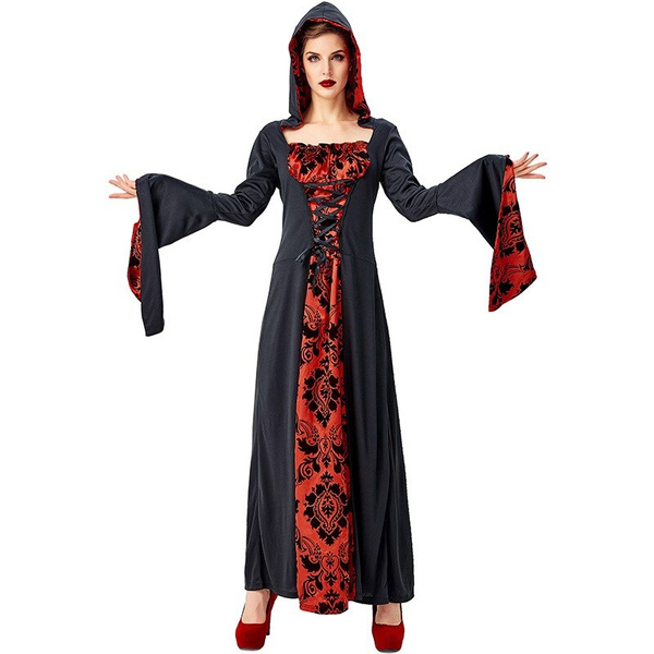 Halloween Cosplay Horror Night Carnival Night Black Red Magician Robes ...
