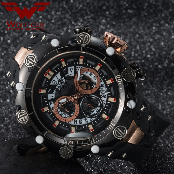 WOLF-CUB Ninja Series 3BAR Big Dial Men's Sports Watches Countdown ...