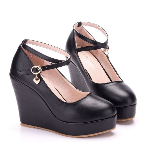 Crystal Queen Women High Heels Shoes Fashion Buckle Wedges Ladies ...