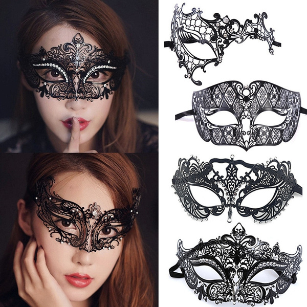 European and American Venice Metal Halloween Masquerade Half Face Mask ...