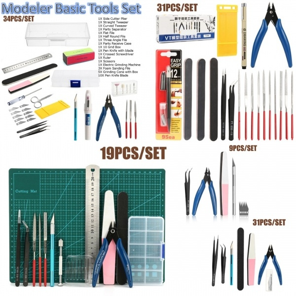 Basic Craft DIY Tools Set Hobby Building Models Tweezer Plier Kit For ...