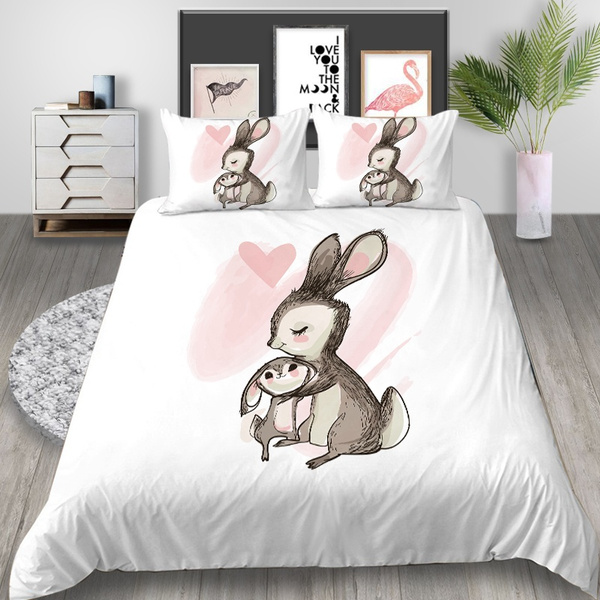 3D Effect Newly Duvet Cover Set with Pillowcase Dog and Rabbit Printed ...