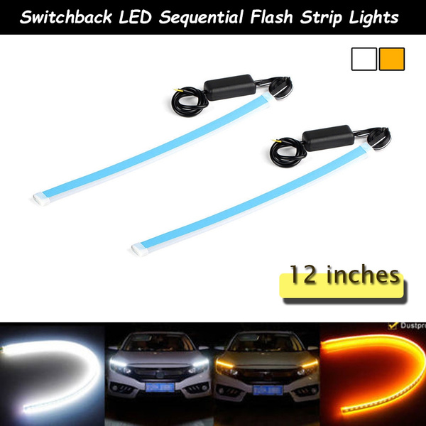 12'' Switchback Flexible LED Tube DRL Turn Signal Light Strips Kit For ...