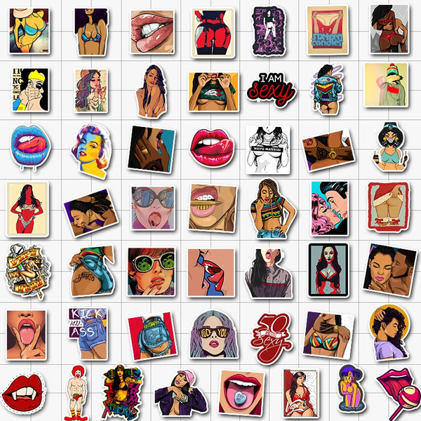 50 PCS Hot Style Beauty Girls Girls Funny Stickers, Stickerbomb Laptop ...